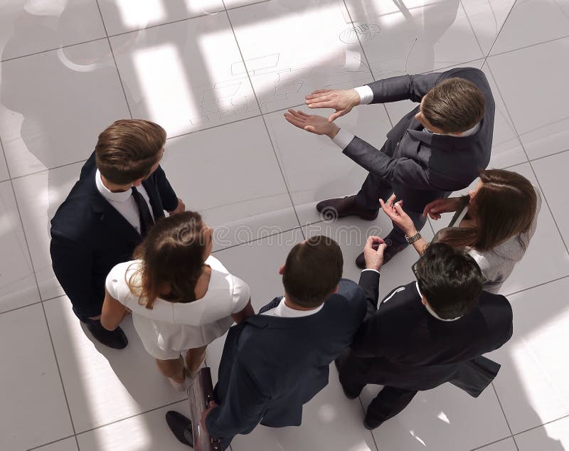 Top View. a Group of Business People Discussing Problems Stock Photo ...