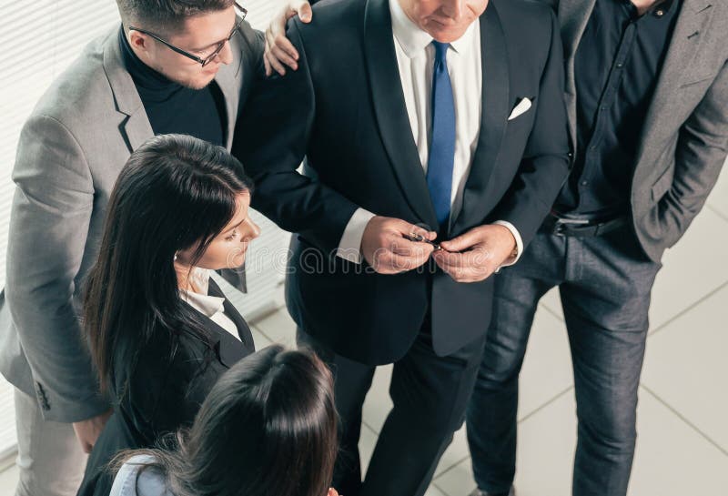 Top View. Group of Business People Standing in the Office Stock Photo ... Top View. Group of Business People Standing in the Office Stock Photo ...