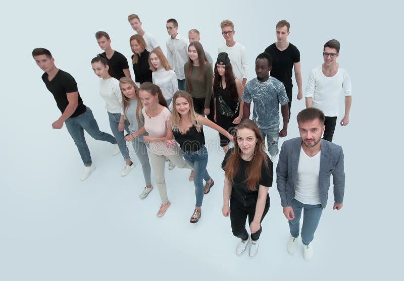 Top View. a Group of Confident Young Men Striding Forward Stock Image ...