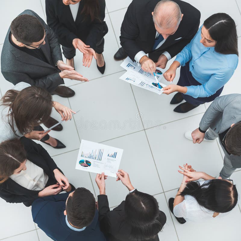 Top View. Group of Corporate Employees Standing in a Circle Stock Image ...