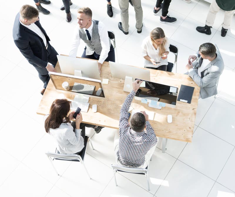 Top View. Group of Employees in a Modern Office Stock Photo - Image of ...