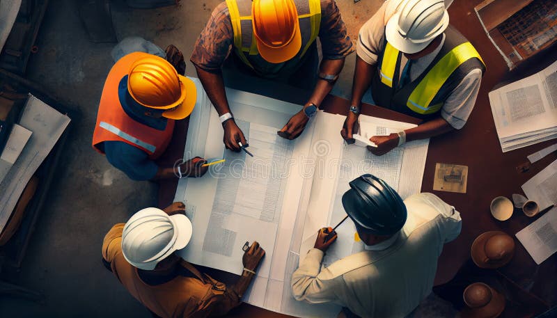 Top View of Group of Engineering Team is Meeting and Planning ...