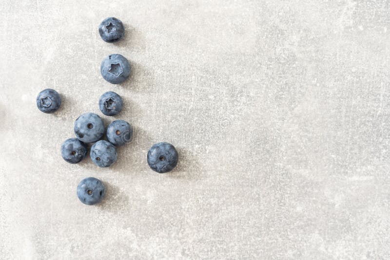 Top View of a Group of Fresh Blueberries on Gray Background. Stock ...