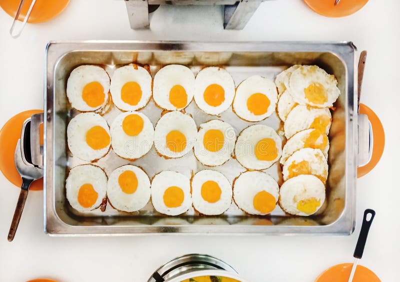 Top View, Group of Fried Egg in Aluminium Tray Stock Image - Image of ...