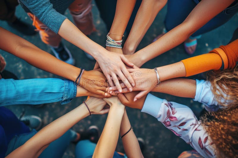 A Top View of a Group of Friends Hands Stock Photo - Image of male ...