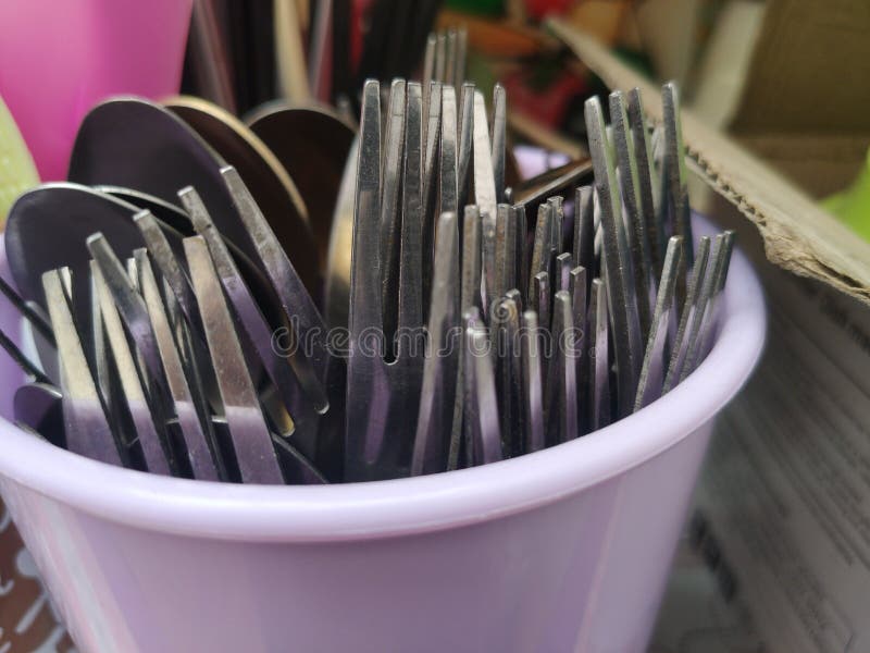 Top View of a Group of Objects, Very Many in a Set of Many Spoons Stock ...