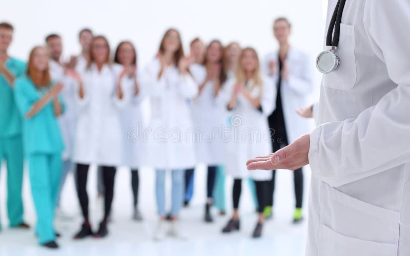 Top View. a Group of Smiling Doctors Pointing at You Stock Photo ...