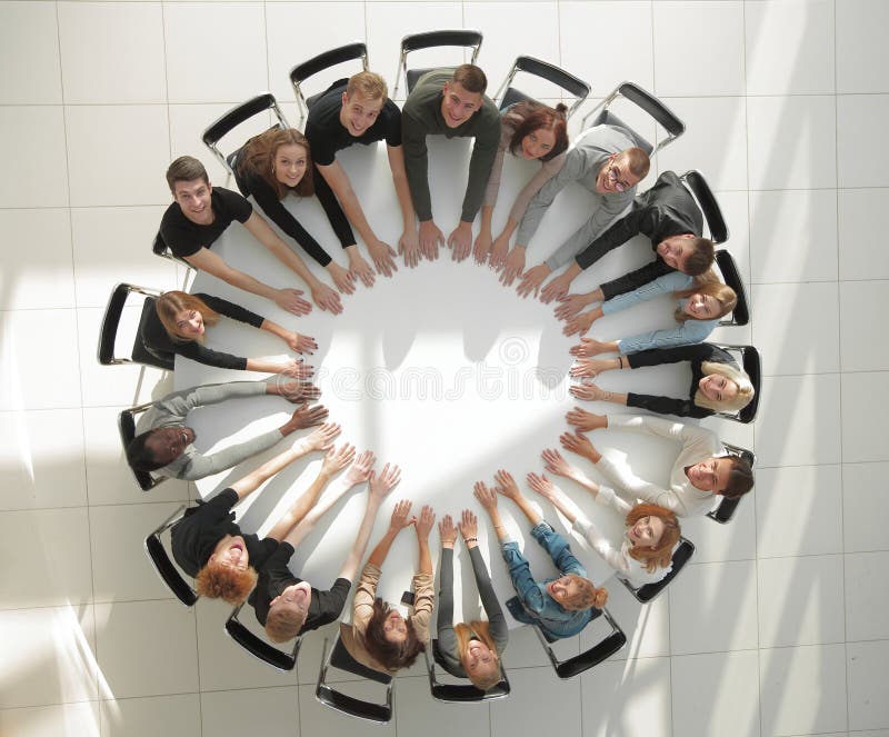 Top View. a Group of Young People Showing Their Unity Stock Image ...