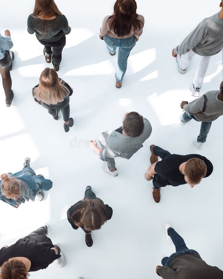 Top View .groups of Diverse Young People Moving Towards Each Other ... Top View .groups of Diverse Young People Moving Towards Each Other ...