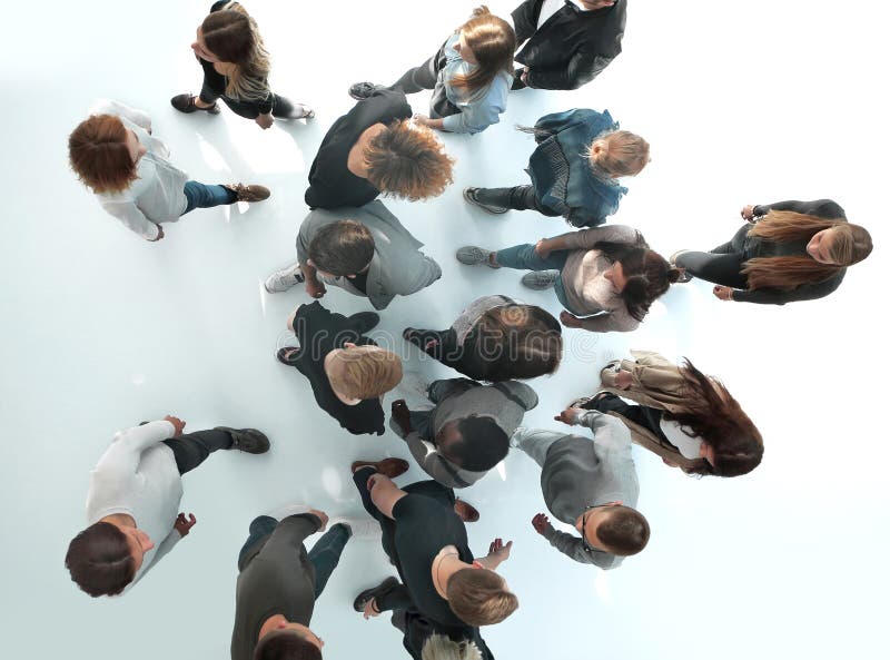 Top View .groups of Diverse Young People Moving Towards Each Other ... Top View .groups of Diverse Young People Moving Towards Each Other ...