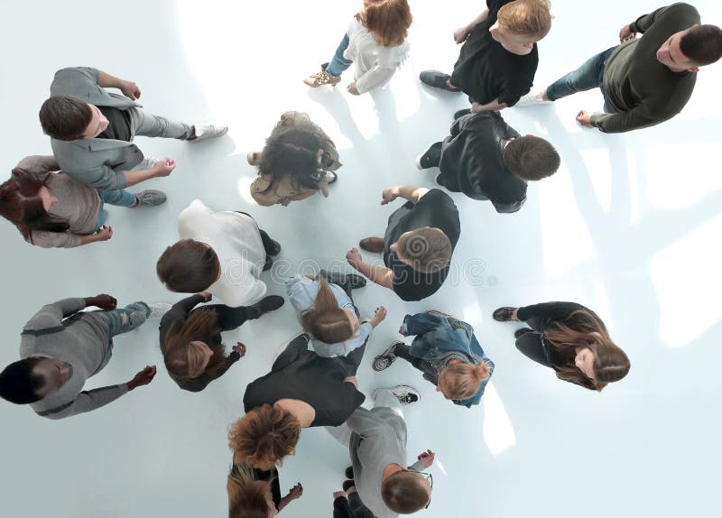 Top View .groups of Diverse Young People Moving Towards Each Other ... Top View .groups of Diverse Young People Moving Towards Each Other ...