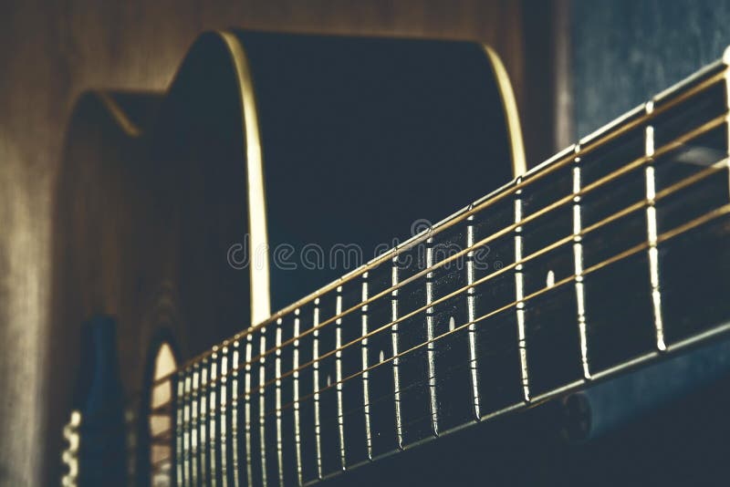 Top View of Guitar. Stretched Guitar Strings Stock Image - Image of ...
