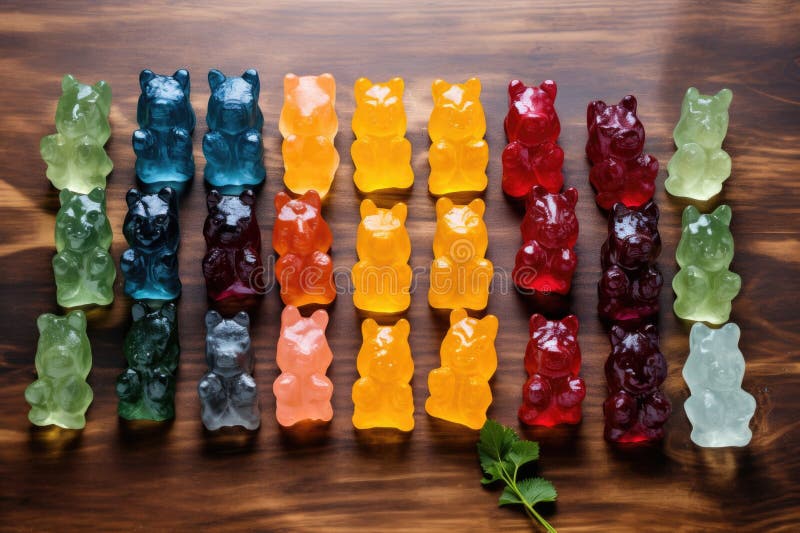 Top View of Gummy Bears Sorted by Color on a Table Stock Photo - Image ...