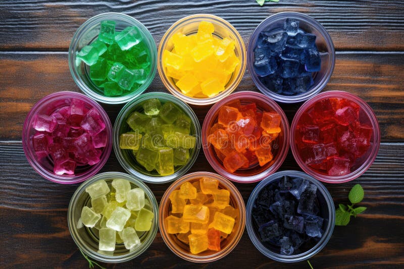 Top View of Gummy Bears Sorted by Color on a Table Stock Image - Image ...