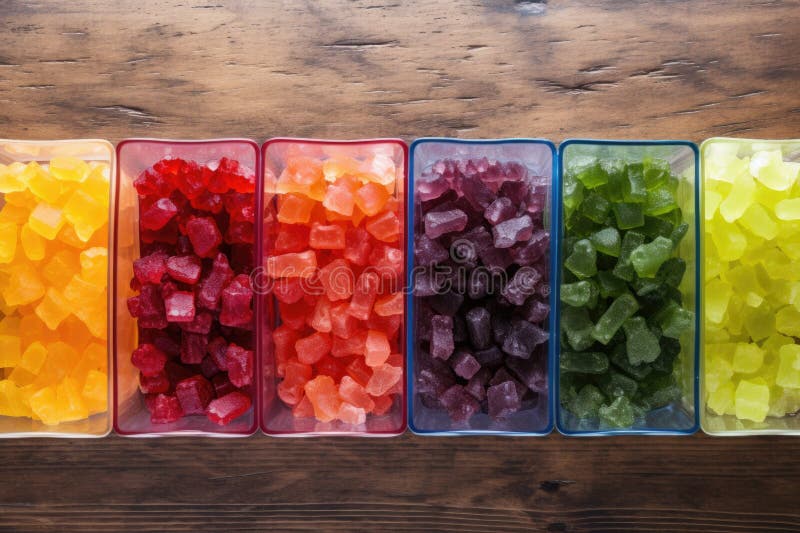 Top View of Gummy Bears Sorted by Color on a Table Stock Photo - Image ...