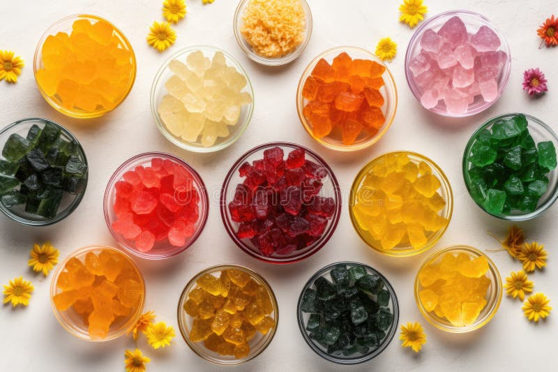 Top View of Gummy Bears Sorted by Color on a Table Stock Image - Image ...