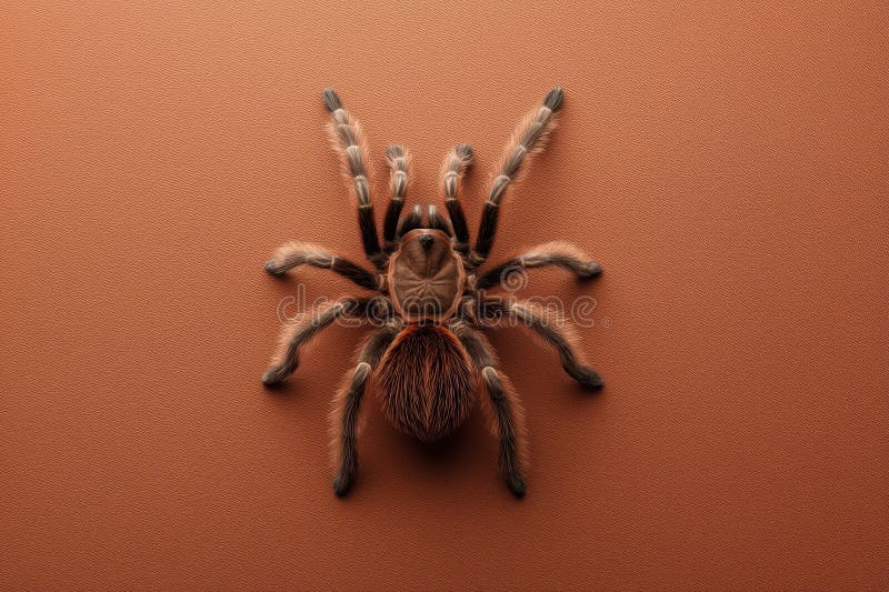 Top View of a Hairy Tarantula Against Textured Brown Background for ...