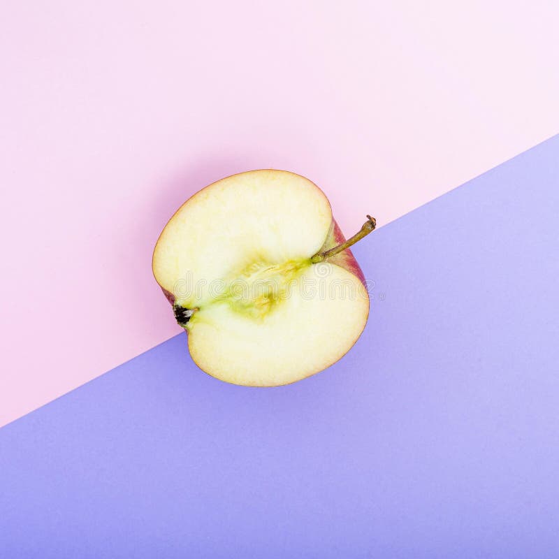 Top View Half of Apple Photo Stock Photo - Image of close, orange ...