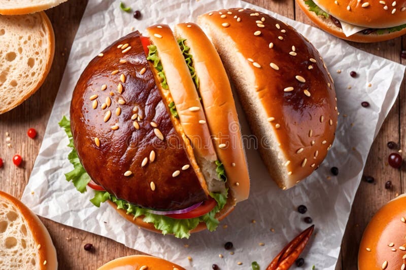 Top View of a Hamburger Bread Bun, Isolated on White Transparent ...