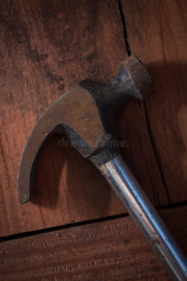 Top View of Hammer on Wood Table, Stock Image - Image of handle ...