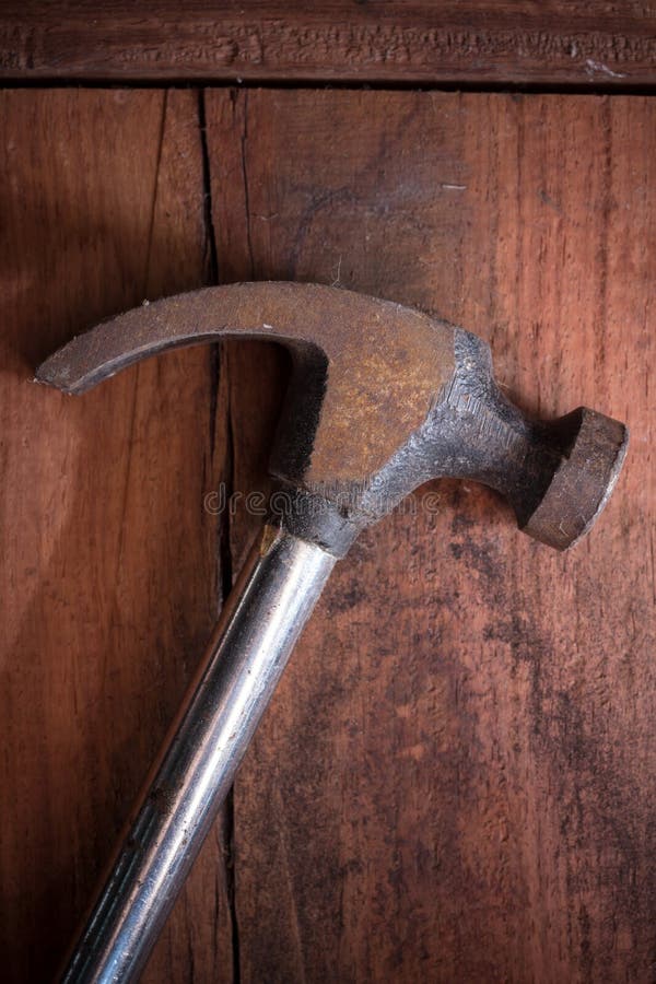 Top View of Hammer on Wood Table Stock Photo - Image of hitting, handle ...