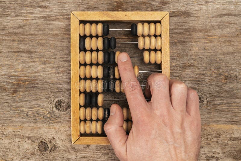 Top View of a Hand Accounting with Old Abacus Stock Photo - Image of ...