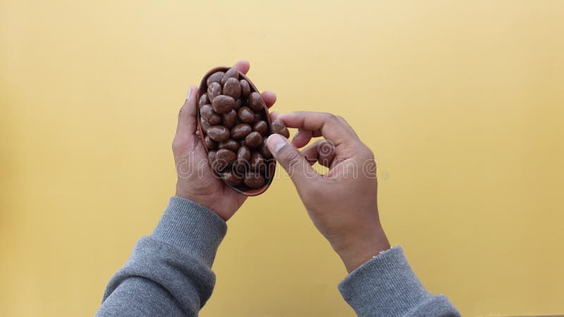 Top View of Hand Pick Round Shape Chocolate Candy Stock Footage - Video ...