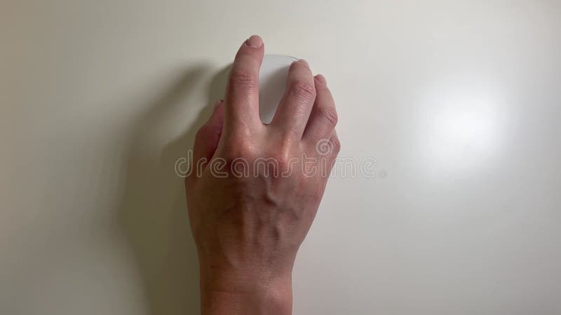 Top View Hand Using White Mouse Button on White Office Desk Stock ...