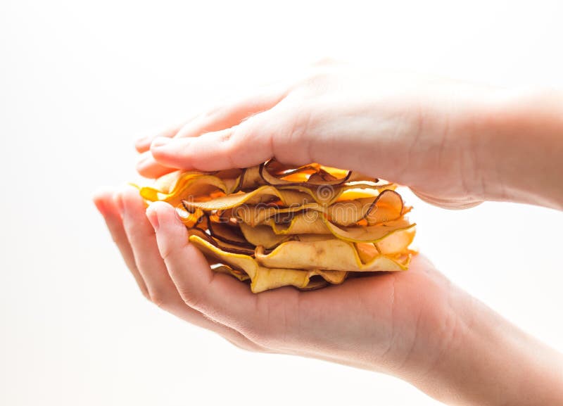 Top View Handful of Round Dried Slices of Apple Stock Image - Image of ...