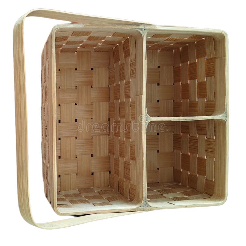 Three-compartment Bamboo Basket with Handle, Top View from a Unique ...