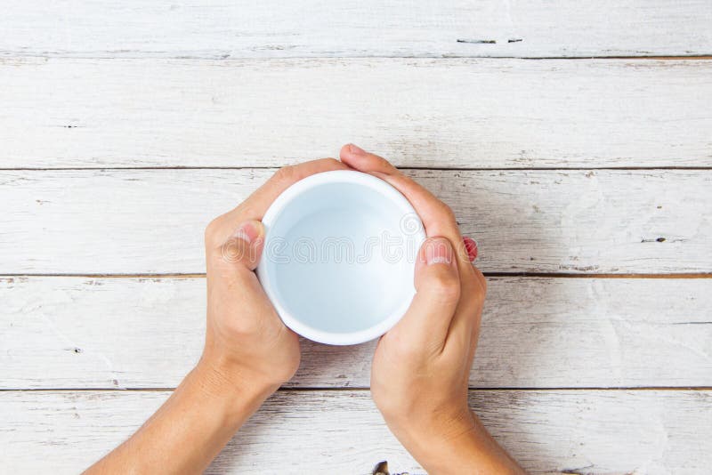 Top View Hands Holding in Cup on Wood Background Stock Image - Image of ...