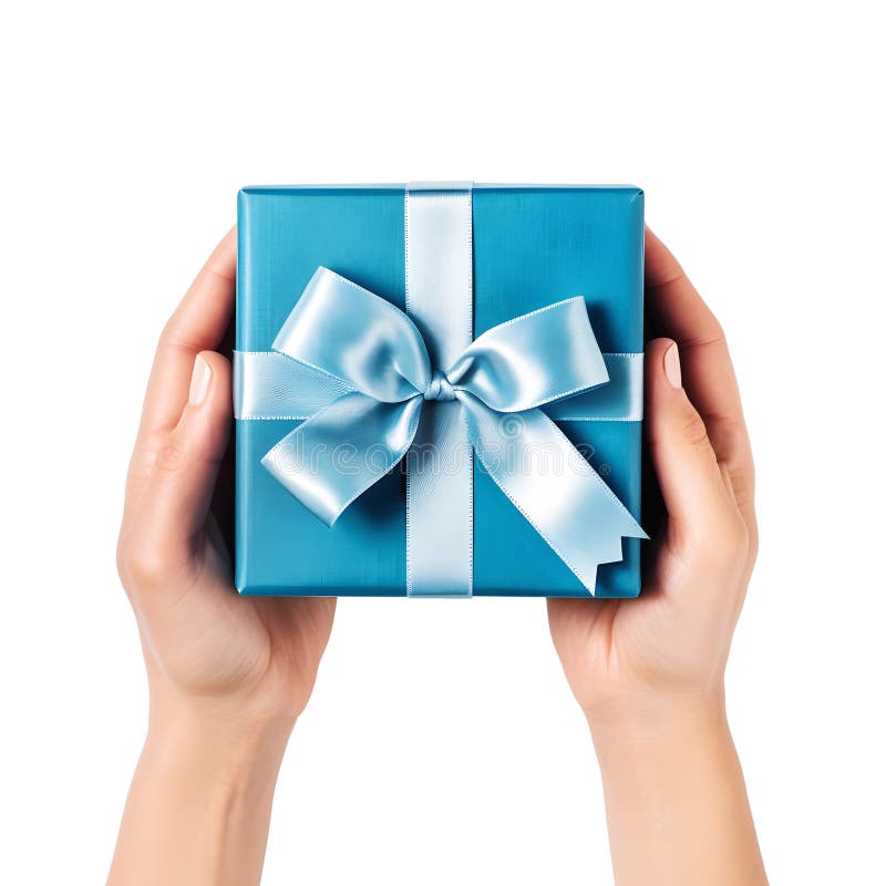 Top View of Hands Holding a Gift Box. Stock Image - Illustration of ...