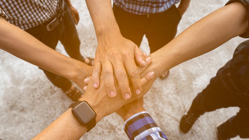 The Top View of the Hands of Many Business People Who Coordinate Stock ...