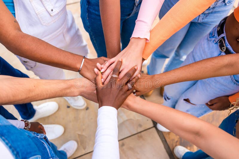 Solidarity of a Multi-ethnic Group of Young People Stock Image - Image ...