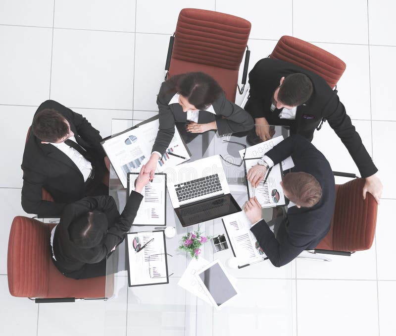 Top View.handshake of Colleagues after Discussing a New Financial ...