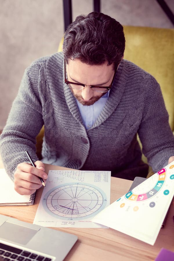 Top View of a Handsome Smart Man Looking at the Drawing Stock Photo ...