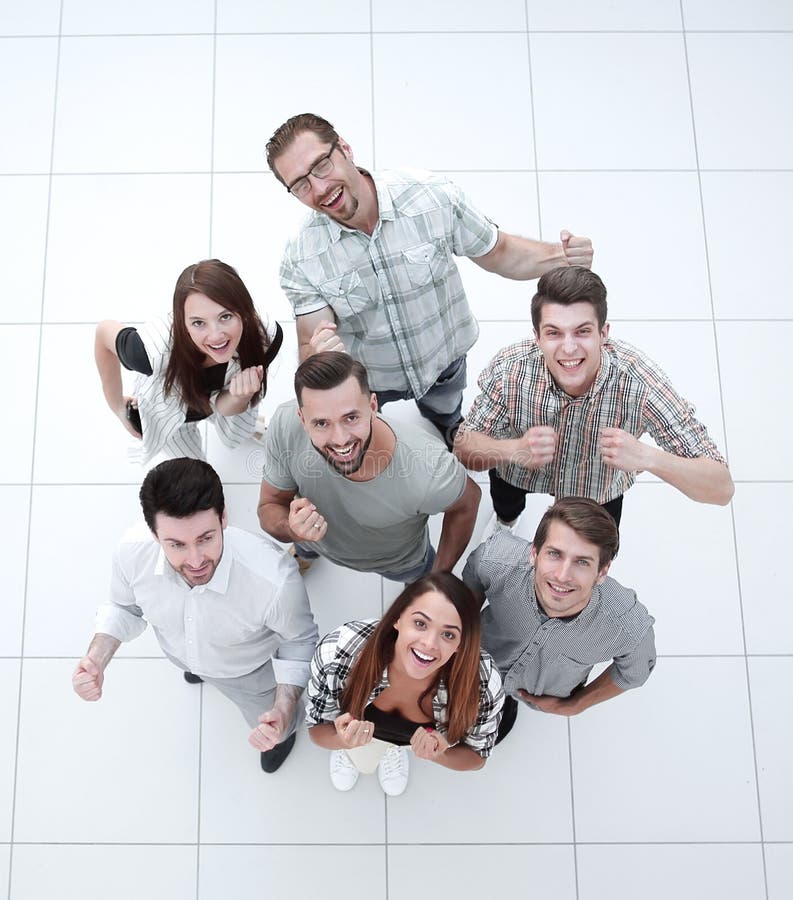 Top View.a Happy Team of Young People Stock Image - Image of employee ...