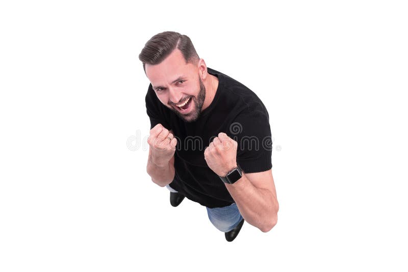 Top View. Confident Young Man Stock Photo - Image of blank, advertising ...