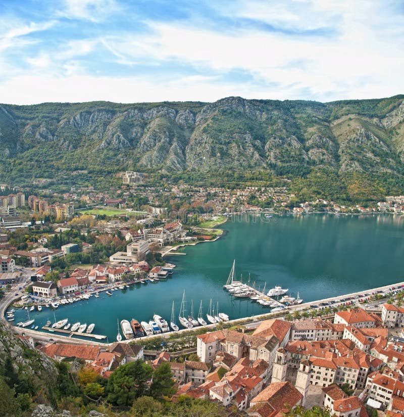 Kotor harbor view stock image. Image of summer, cruiser - 85413805