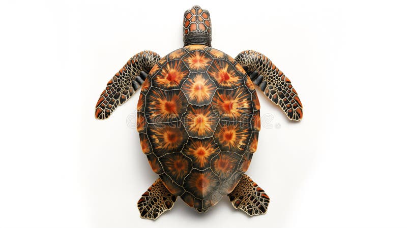 Top View of a Hawksbill Sea Turtle with a Detailed Shell Pattern Stock ...