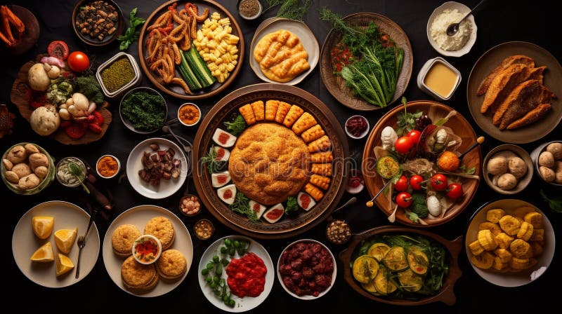 Top View of Healthy Food on Wooden Table Stock Illustration ...