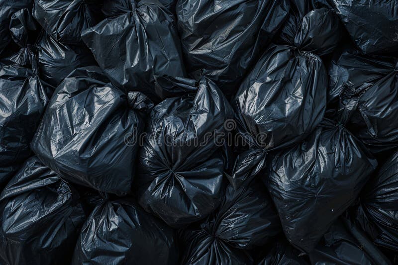 Top View of Heap of Black Trash Bags Stock Illustration - Illustration ...