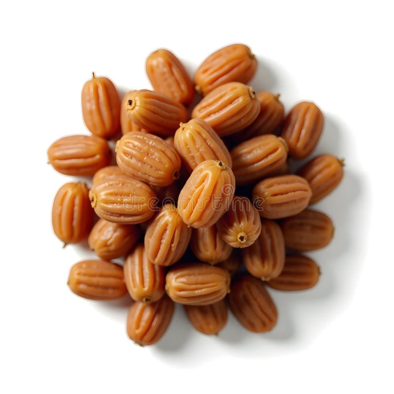 Top View of a Heap of Dried Date Palm Fruit Isolated on a White ...
