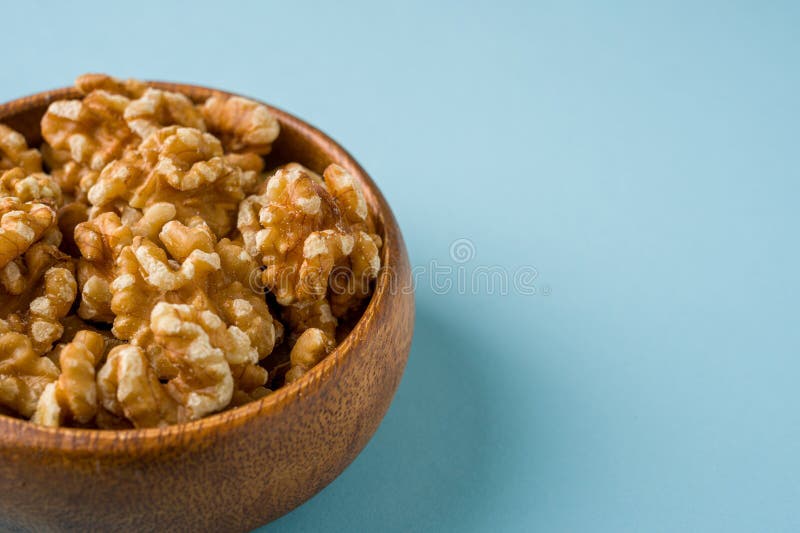 Walnut Kernels in a Bowl on a Rustic Table Stock Image - Image of ...