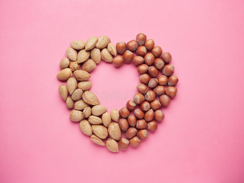 Raw Nuts Arranged on Pink Background Stock Image - Image of hazelnut ...