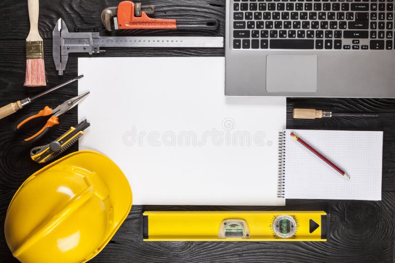 Top stock photo. Image of engineer, table, mouse, building - 119274794