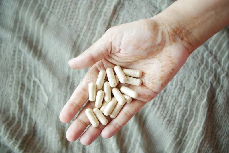 Top View of Herbal Medicine Capsule on Hand Stock Photo - Image of ...