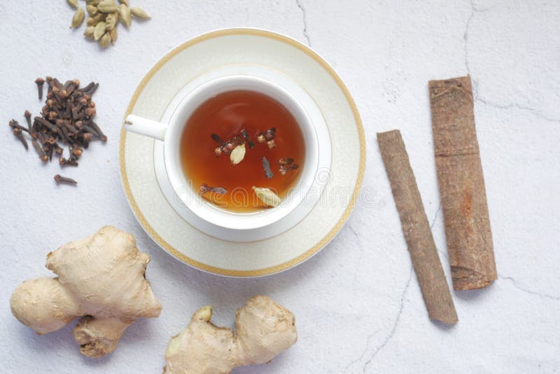 Top View of Herbal Tea and Ingredient on Table Stock Image - Image of ...