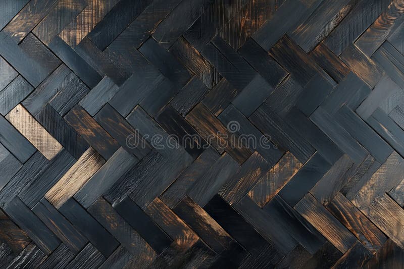 The Top View of a Herringbone-patterned Black Parquet Floor Stock Photo ...