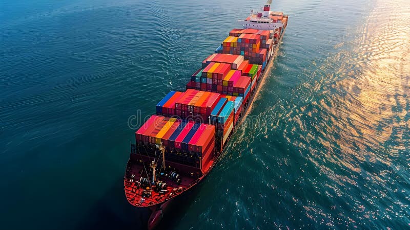 Top View of a High-Tech Smart Cargo Container on a Maritime Ship ...